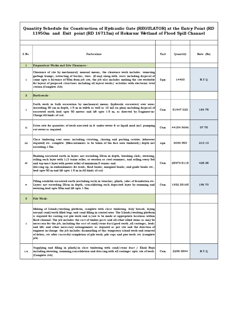 Quantity Schedule For Both Entry Exit Gates | PDF | Concrete | Deep ...
