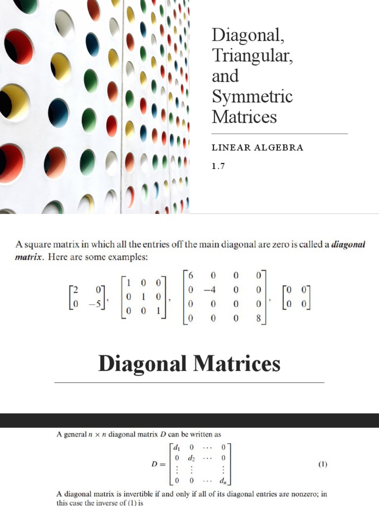 Diagonal Triangular and Symmetric Matrices 21032023 024806pm | PDF
