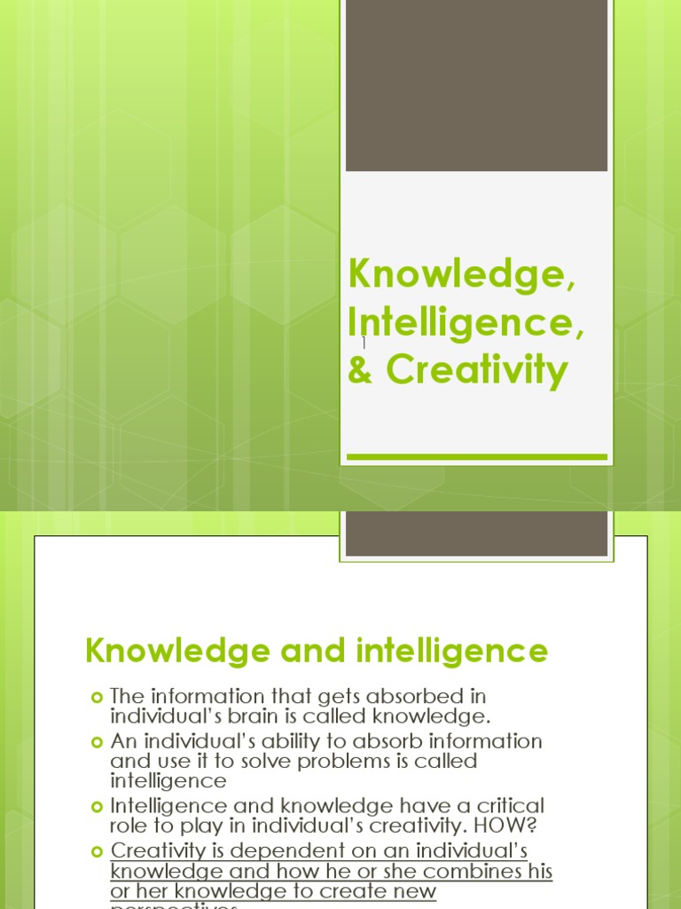 Knowledge, Intelligence, Creativity Insights | PDF | Expert | Creativity