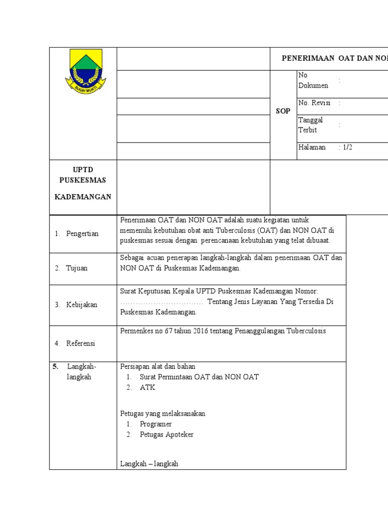 Sop Penerimaan Oat Dan Non Oat | PDF