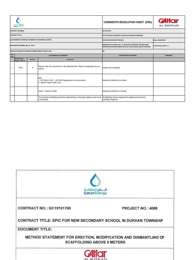 Method Statement for erection of scaffolding.pdf | PDF | Scaffolding ...