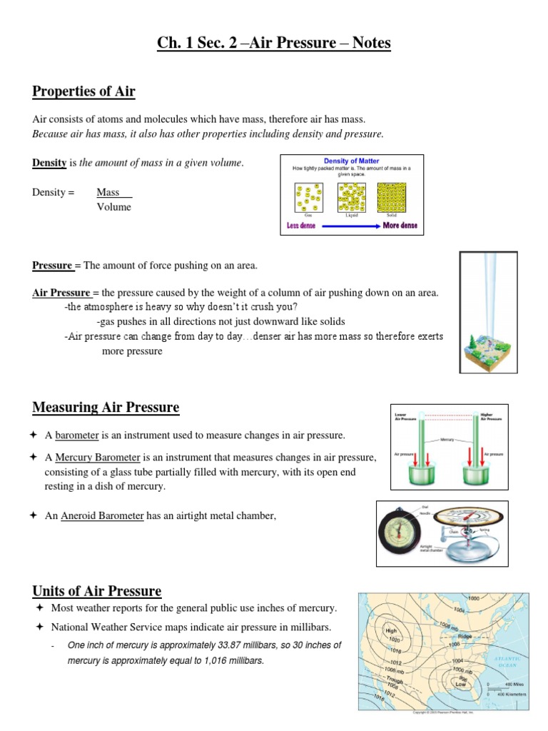 Air Pressure Student Notes | PDF