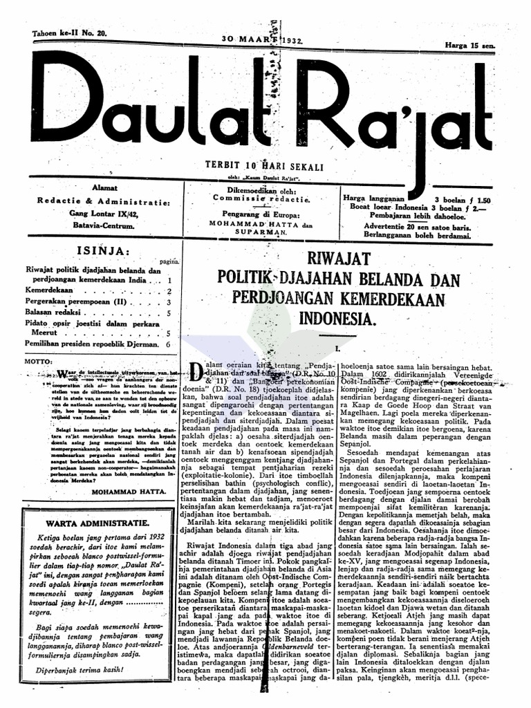 Daulat - Rajat - 1932 - 03 - 30 - 001 Interpretasi Mengani Fasisme ...