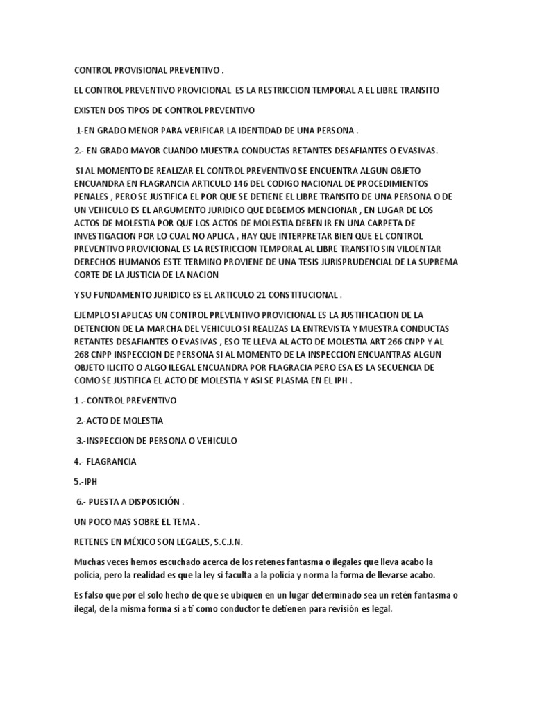 Control Provisional Preventivo | PDF | Policía | Justicia