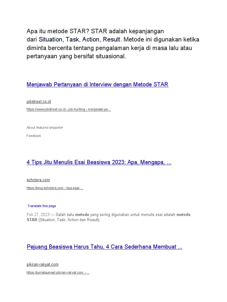 Memahami Metode STAR dalam Esai | PDF