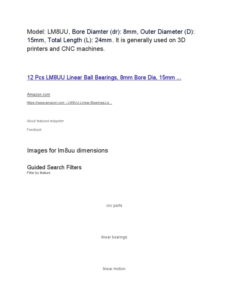 LM 8 Uu | PDF | Bearing (Mechanical) | Manufactured Goods