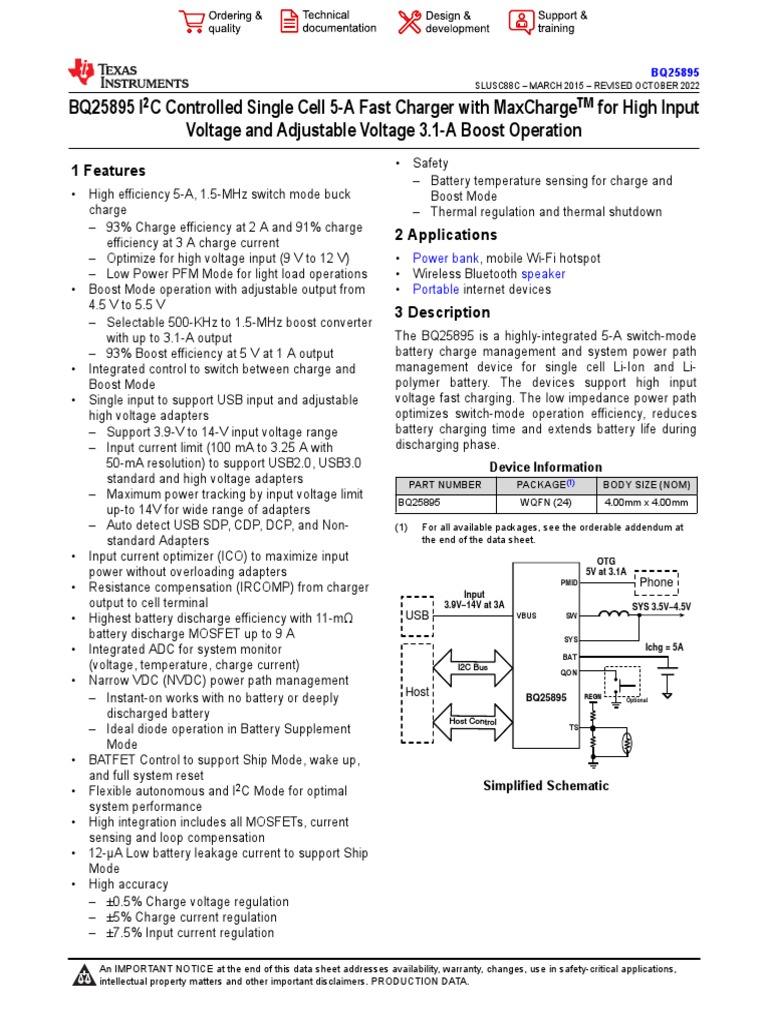 bq25895 Datasheet | PDF | Battery Charger | Electrostatic Discharge