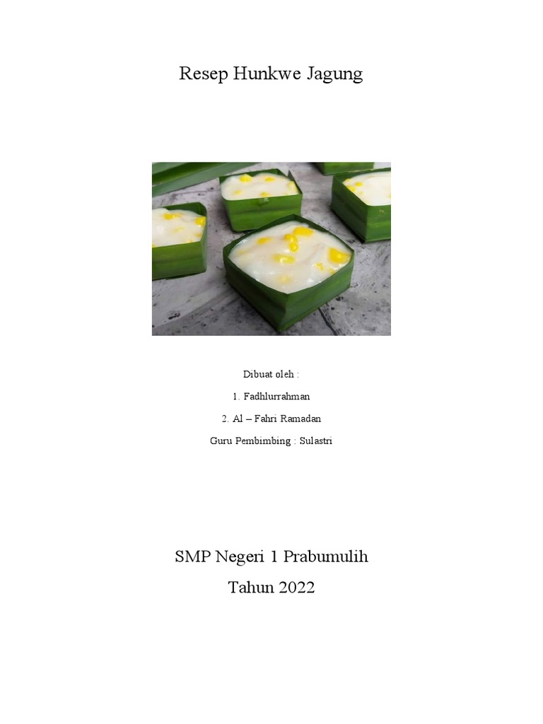 Resep Hunkwe Jagung | PDF