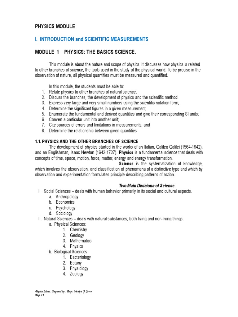 2 Physics-Module 1-INTRODUCTION - Student PDF | PDF | Density | Significant Figures