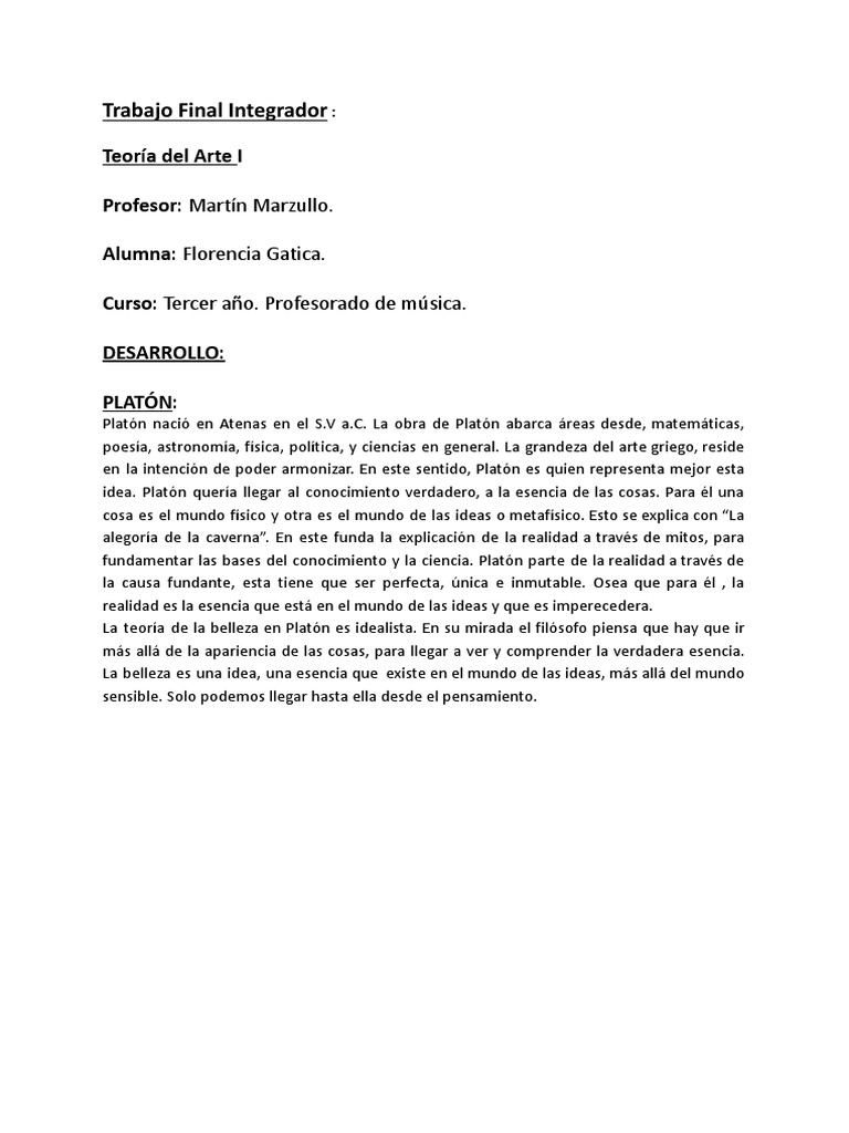 Trabajo Final Integrador TDA | PDF | Platón | Aristóteles