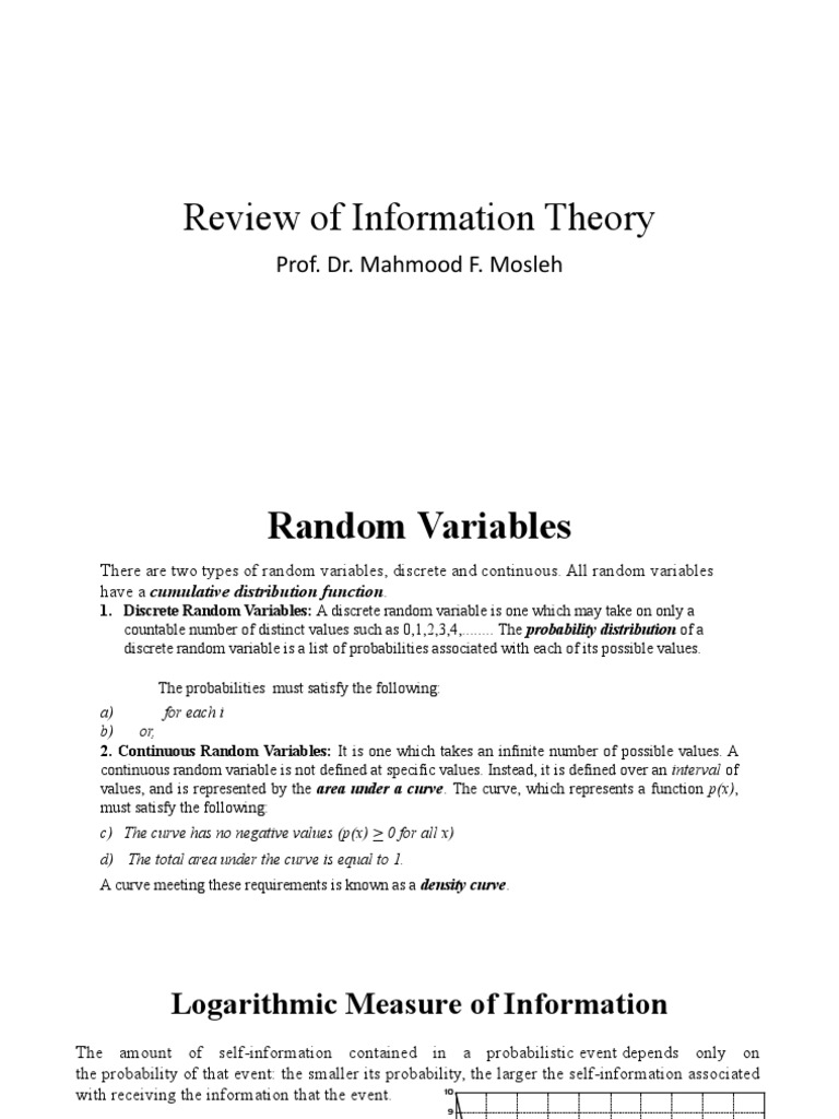A Comprehensive Review of Fundamental Concepts in Information Theory ... A Comprehensive Review of Fundamental Concepts in Information Theory ...