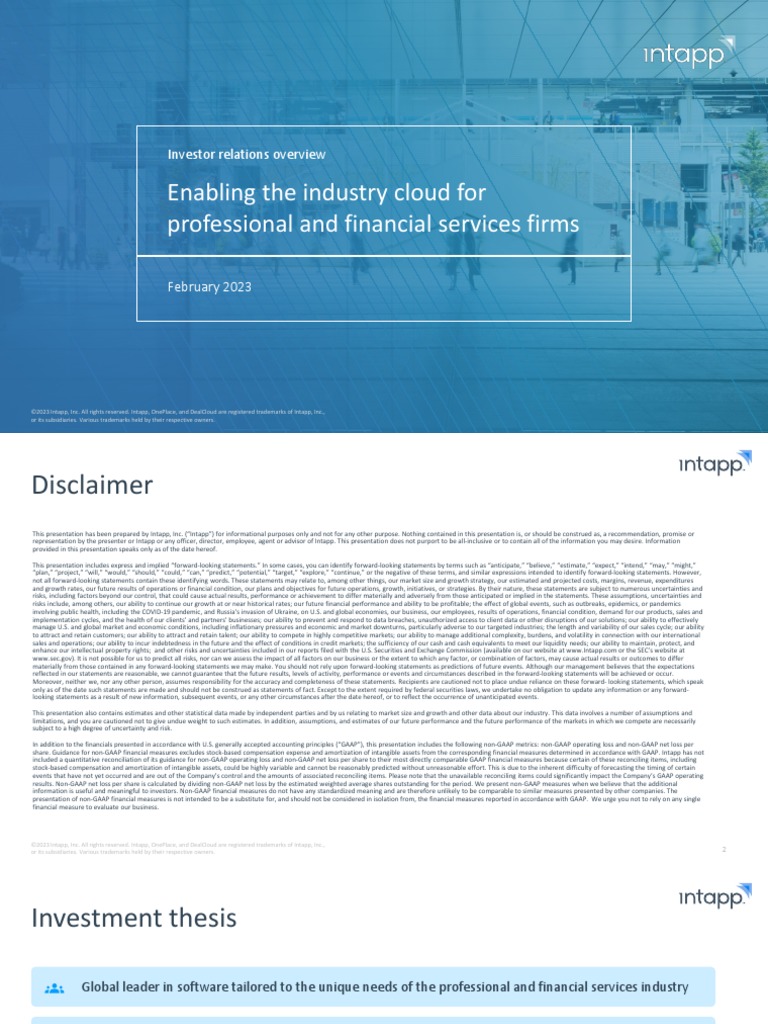 Intapp Investor Presentation | PDF | Cloud Computing | Economies