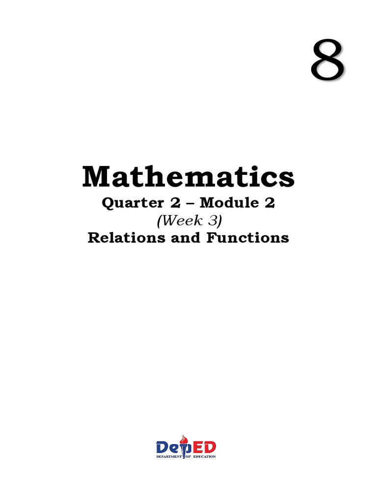 Math 8 - Q2 - Week 3 - Module 2 - Relations and Functions - For Reproduction PDF | PDF