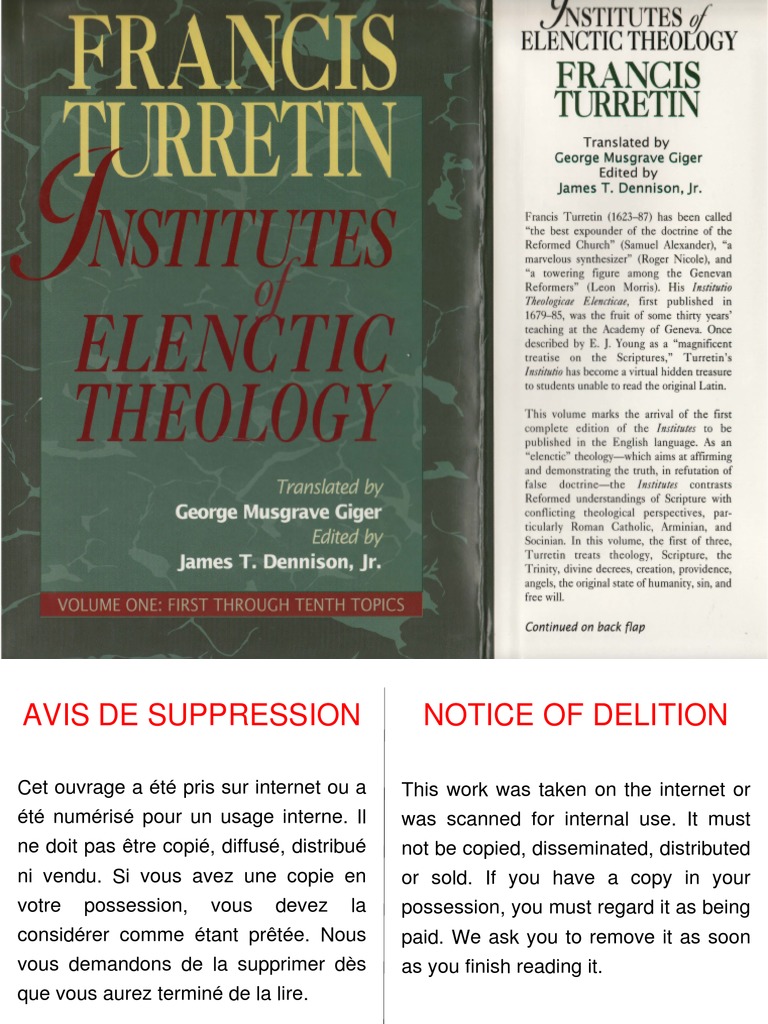 Institutes of Elenctic Theology - Vol. 1 Francis Turretin PDF | PDF ...