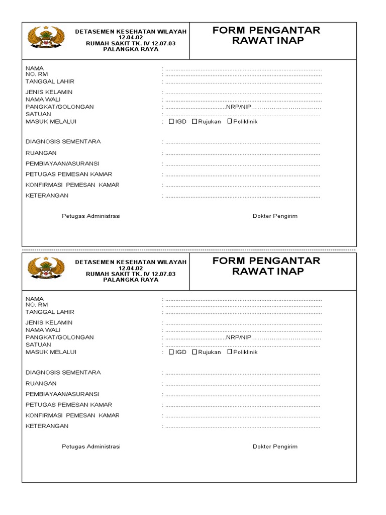 Form Pengantar Ranap | PDF