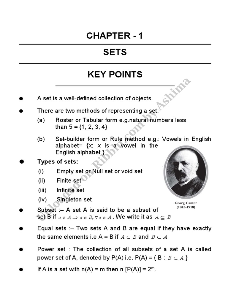 Sets Class 11 Maths Extra Questions With Answers | PDF | Set ...