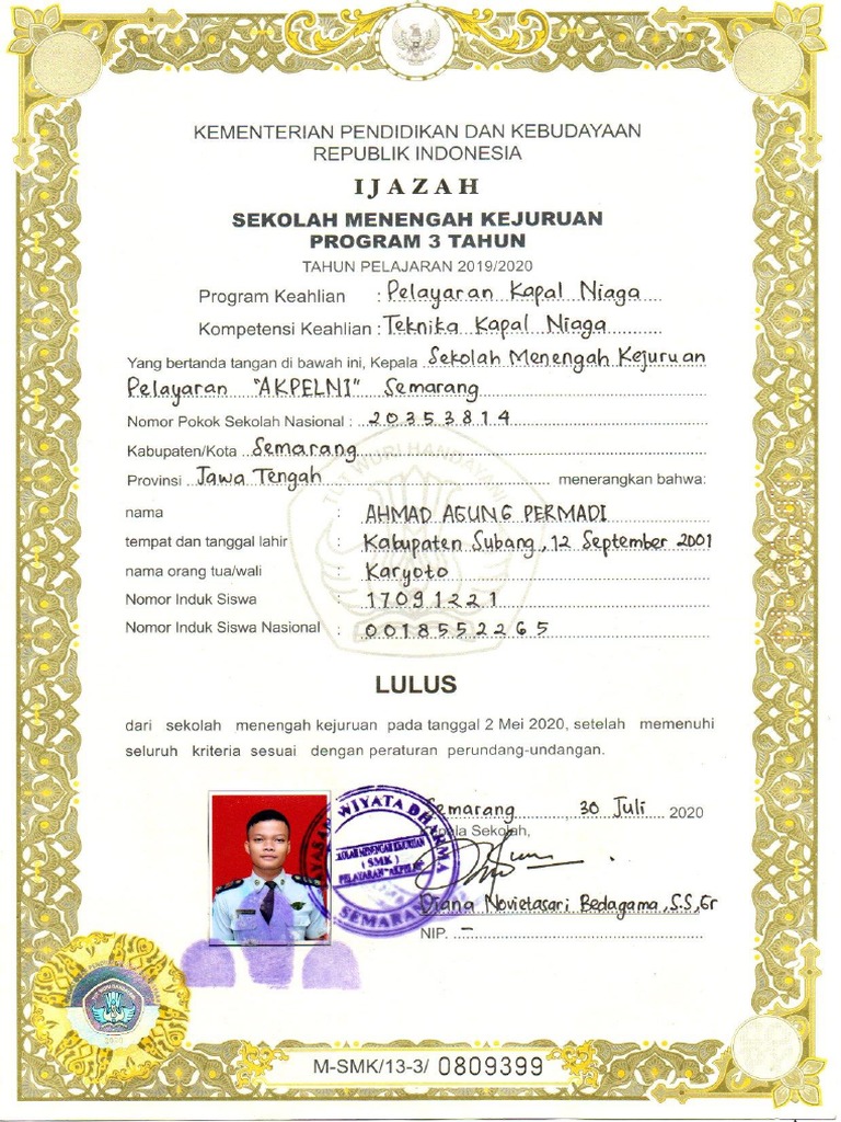 Ijazah SMK | PDF