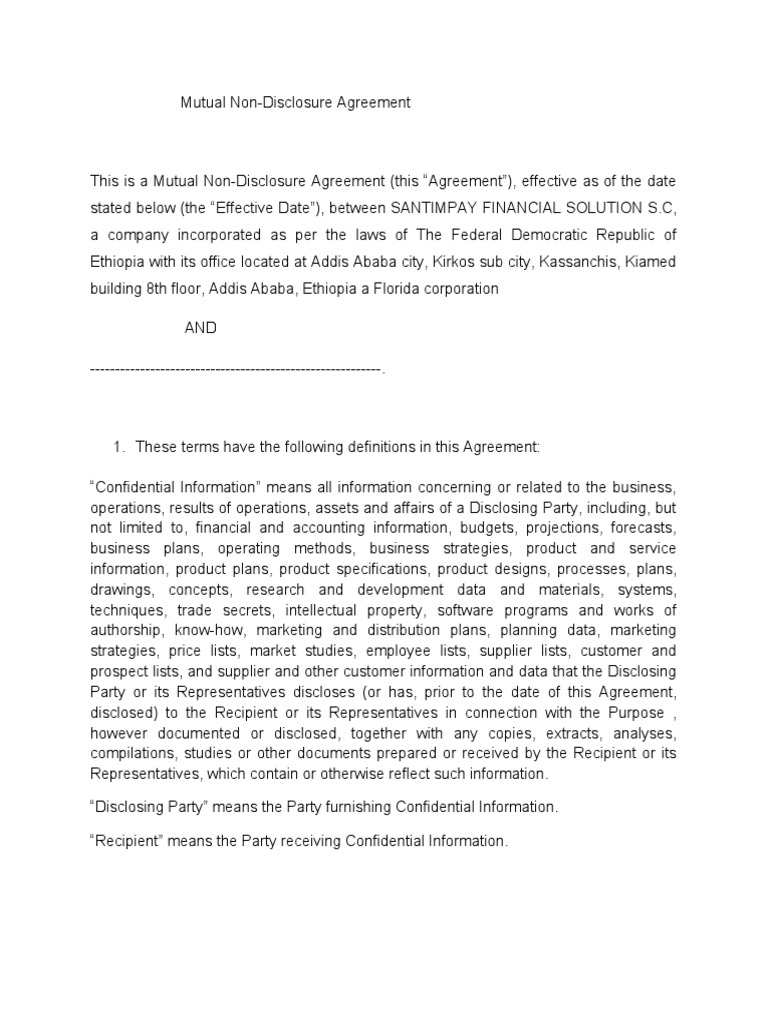 NDA aGREEMENT | PDF | Non Disclosure Agreement | Confidentiality