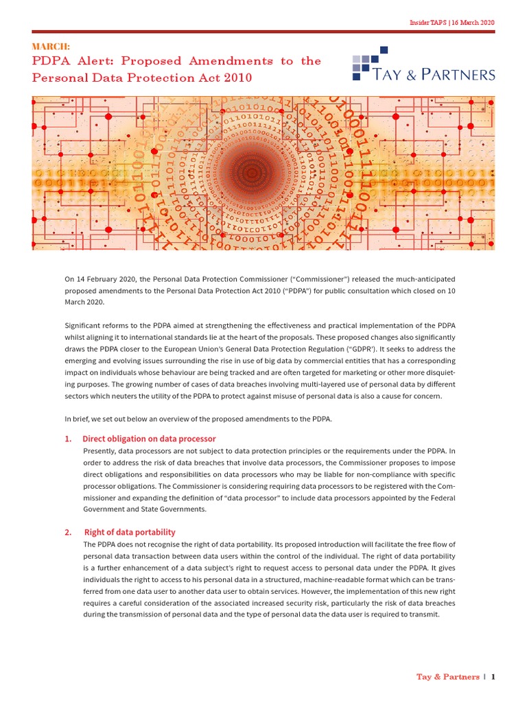 PDPA Alert by Tay and Partners PDF | PDF | Privacy | Regulatory Compliance