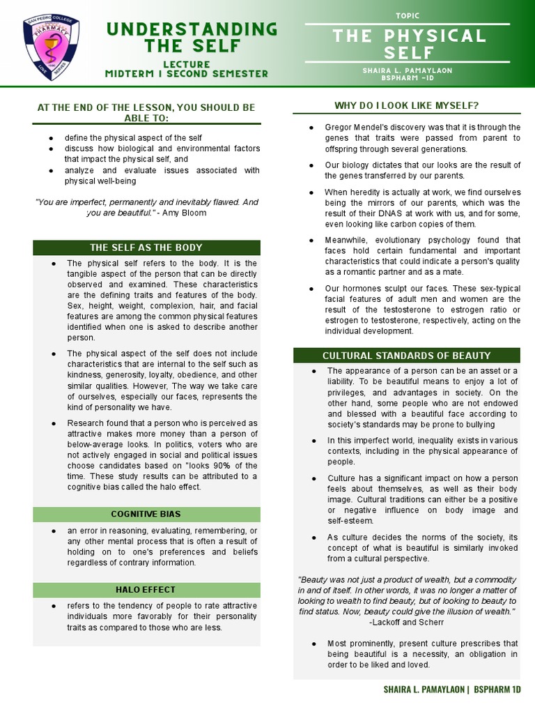 UTS - The Physical Self PDF | Download Free PDF | Psychology | Psychological Concepts