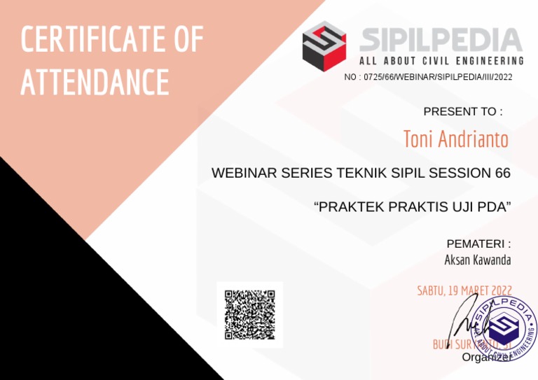 Contoh Sertifikat Webinar | PDF