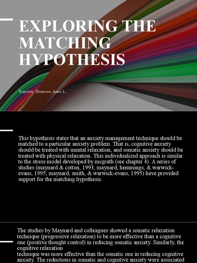 Exploring The Matching Hypothesis Pdf Relaxation Psychology Anxiety