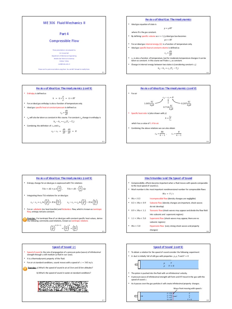 ME 306 Part 4 Compressible Flow | PDF