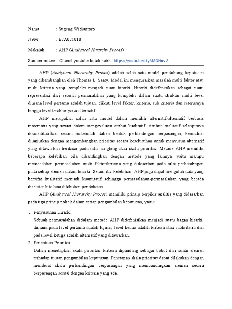 Makalah AHP | PDF