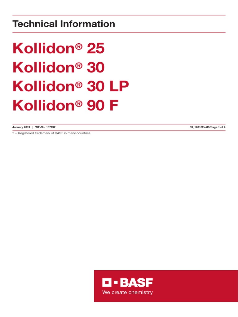 kollidon-90-f_technical_information.pdf | PDF | Tablet (Pharmacy ...