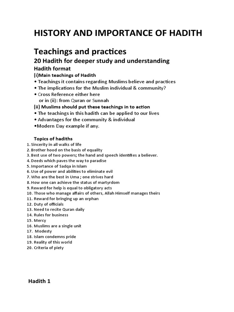 Hadith 1 To 15 | PDF | Hadith | Prophets And Messengers In Islam