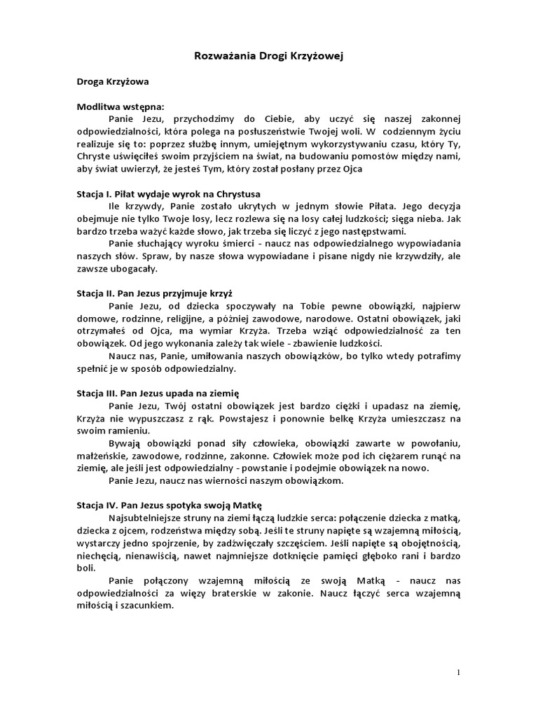 Rozwazania Drogi Krzyzowej | PDF