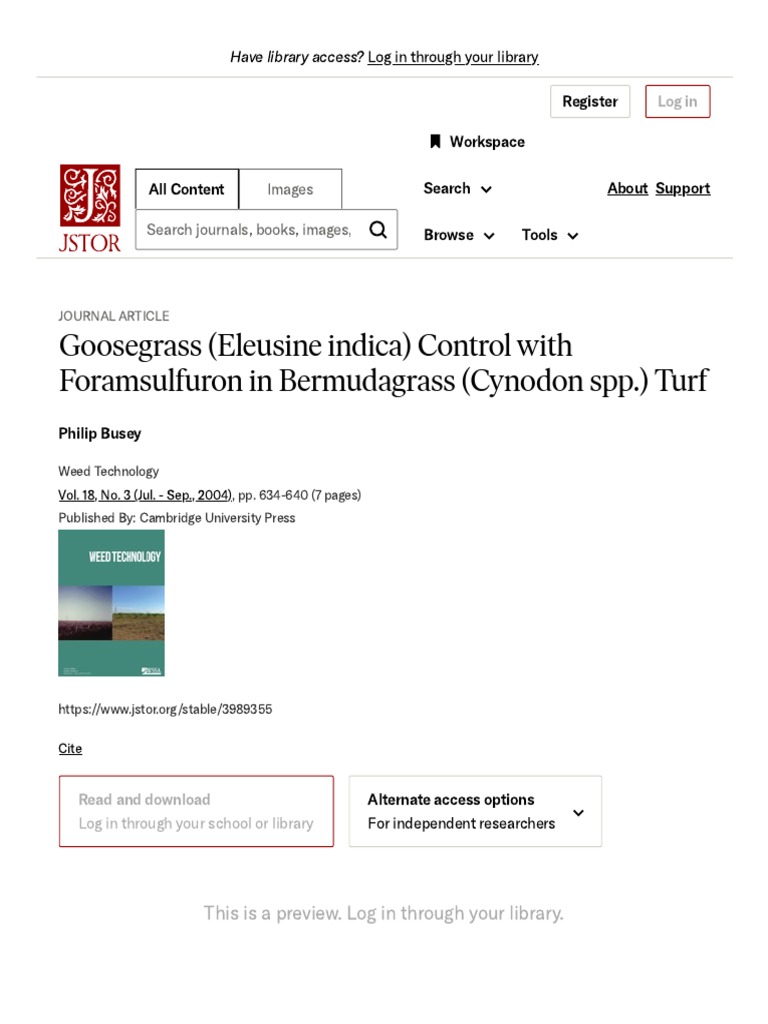 Goosegrass (Eleusine Indica) Control With Foramsulfuron in Bermudagrass ...