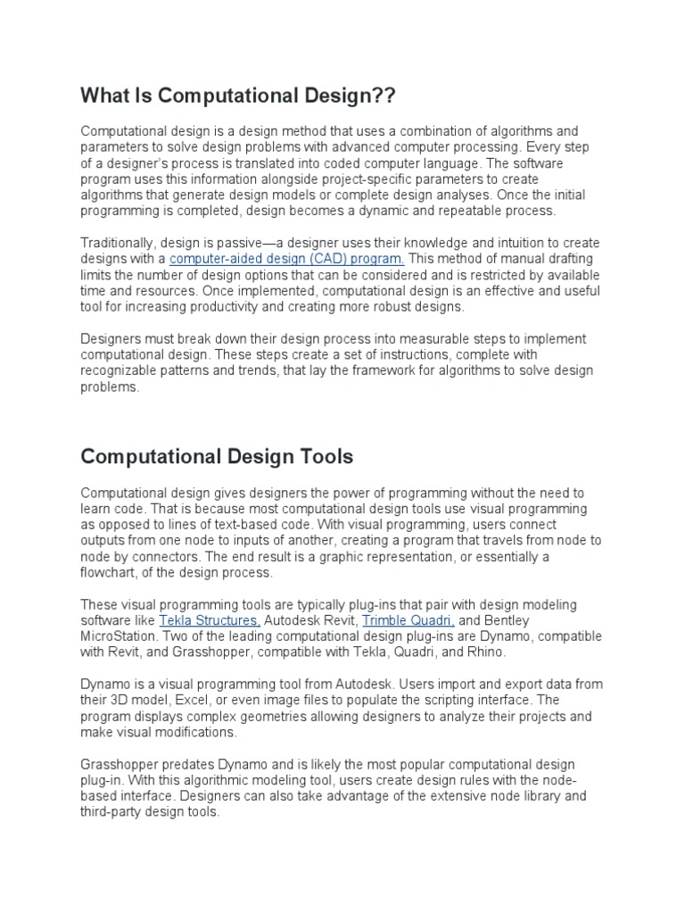 What Is Computational Design | PDF | Building Information Modeling ...