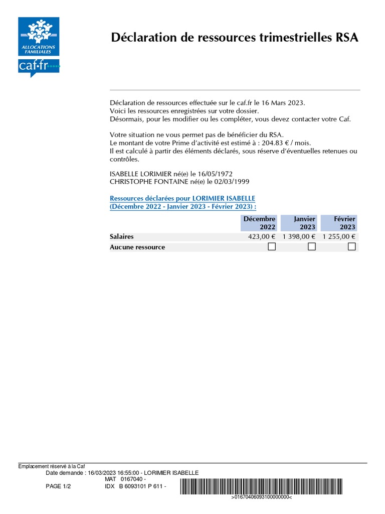 Déclaration trimestrielle RSA 2023 | PDF | Justice | Crime et violence