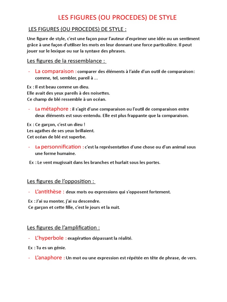 Les Figures de Style Expliquées | PDF | Études des langues étrangères