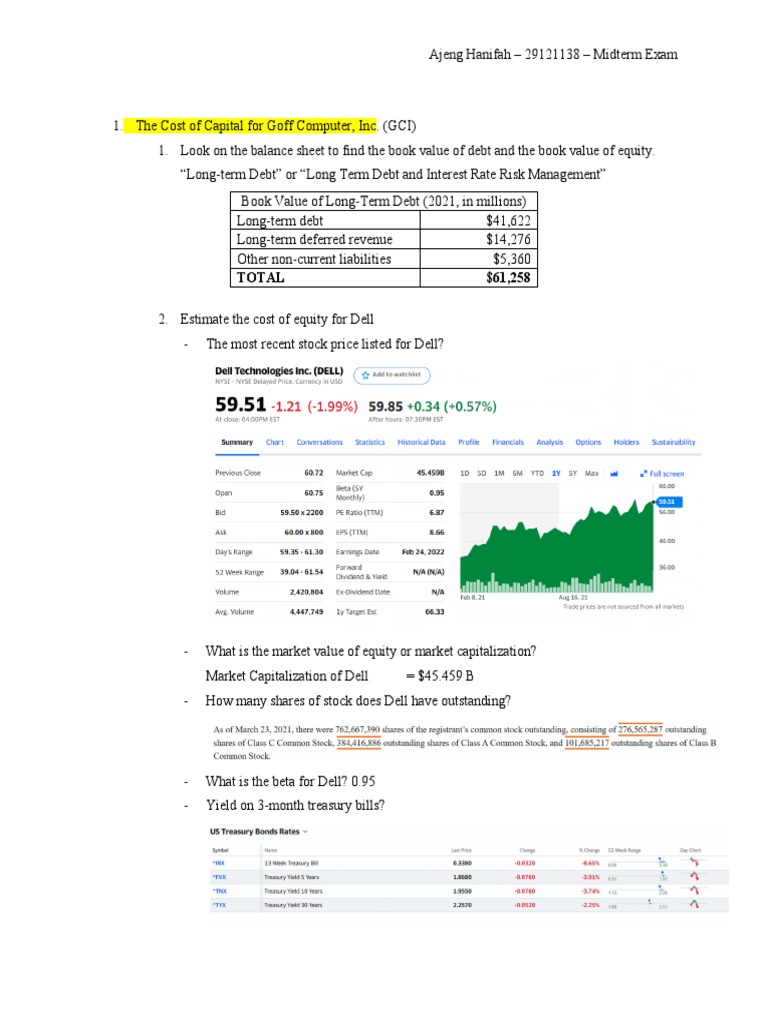 The Cost of Capital For Goff Computer No 10 | PDF | Business