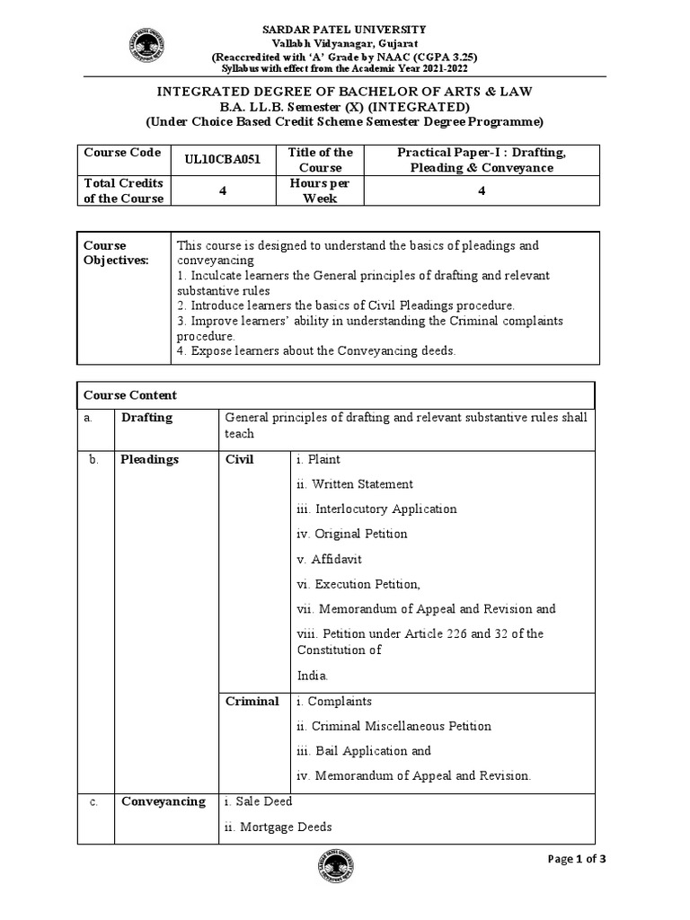 1.drafting (BA LLB) | PDF | Thesis | Conveyancing