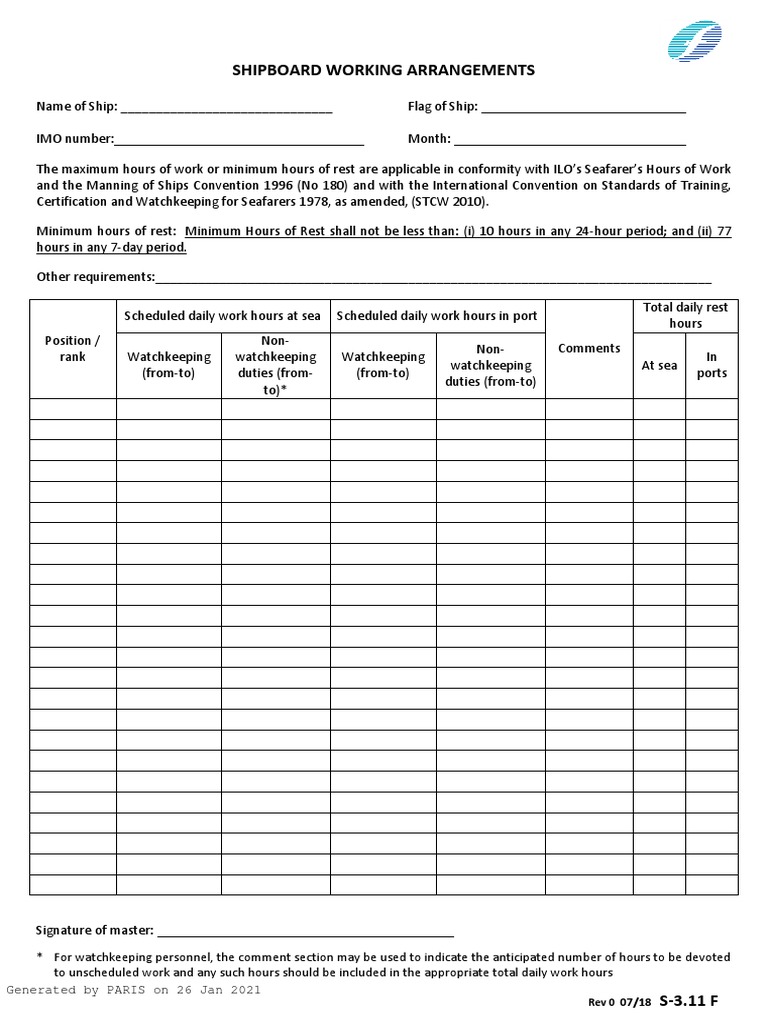 Shipboard Working Arrangement 1544525074770 - s3.11f PDF | PDF