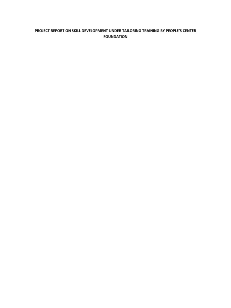 Project Report On Skill Development Under Tailoring Training by People ...