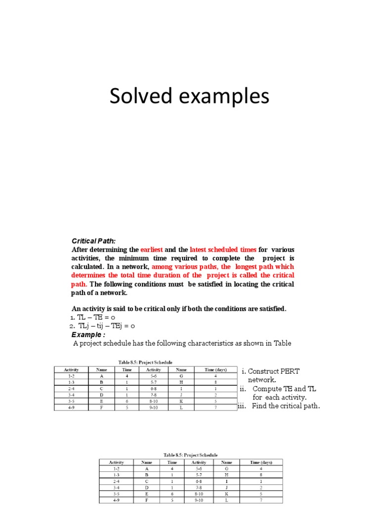 Pret and CPM Solved Problem | PDF | Applied Mathematics | Analysis
