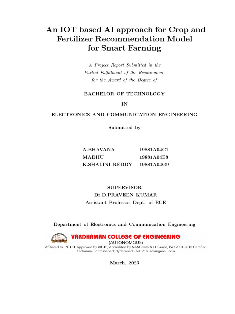 Report | PDF | Internet Of Things | Agriculture