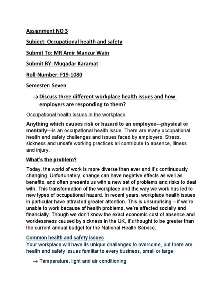Assignment 3 | PDF | Occupational Safety And Health | Hazards