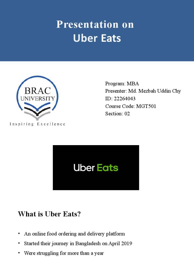 Uber Eats Presentation on Challenges and Opportunities in Bangladesh | PDF