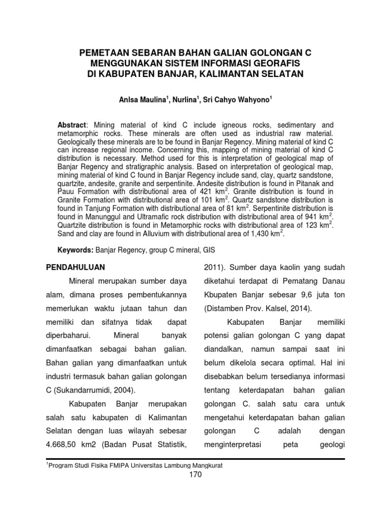 Jurnal 22 Pemetaan Sebaran Bahan Gakian C Menggunakan Sistem Informasi ...