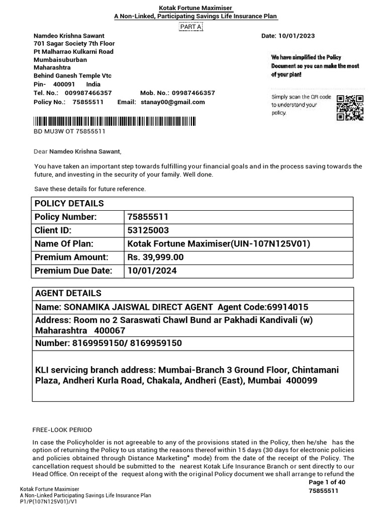 Kotak Fortune Maximiser Plan Overview | PDF | Insurance | Life Insurance