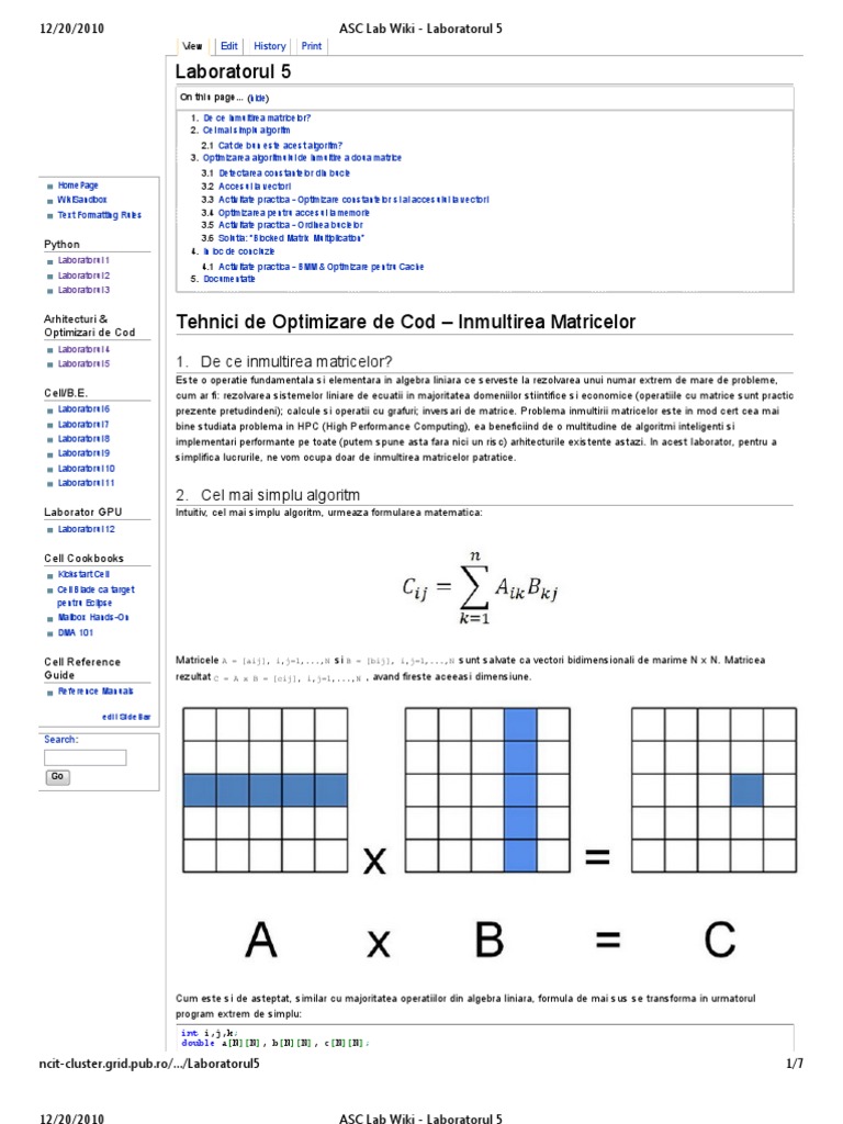 Inmultire Matrici - Optimizare | PDF