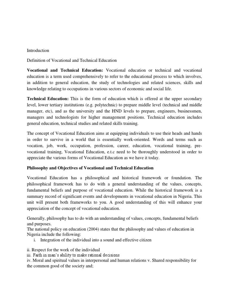 Bed 110 Introduction To Vte 1 | PDF | Vocational Education | Leadership
