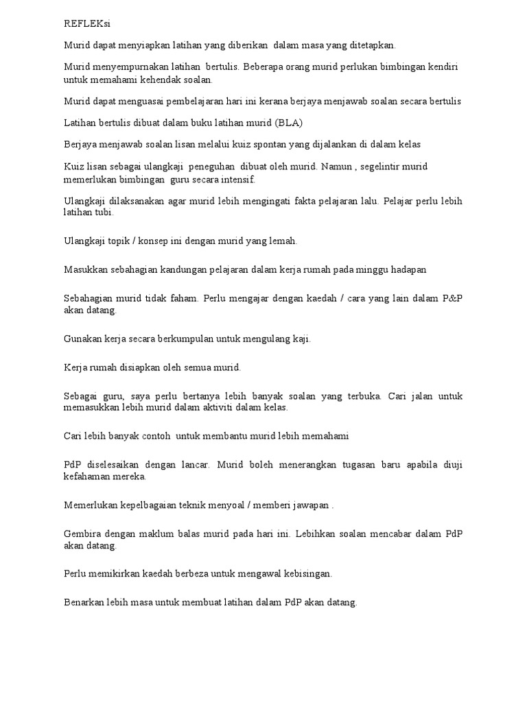 REFLEKSI e-RPH | PDF