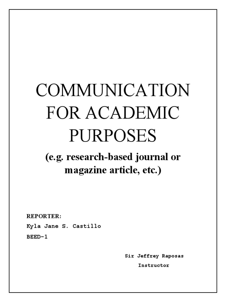 COMMUNICATION FOR ACADEMIC PURPOSES | PDF | Genre | Communication