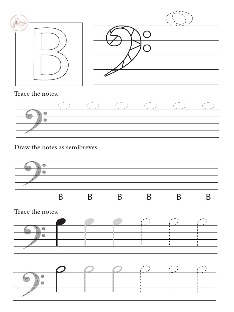 Learning Notes - Bass Clef - B (High) | PDF